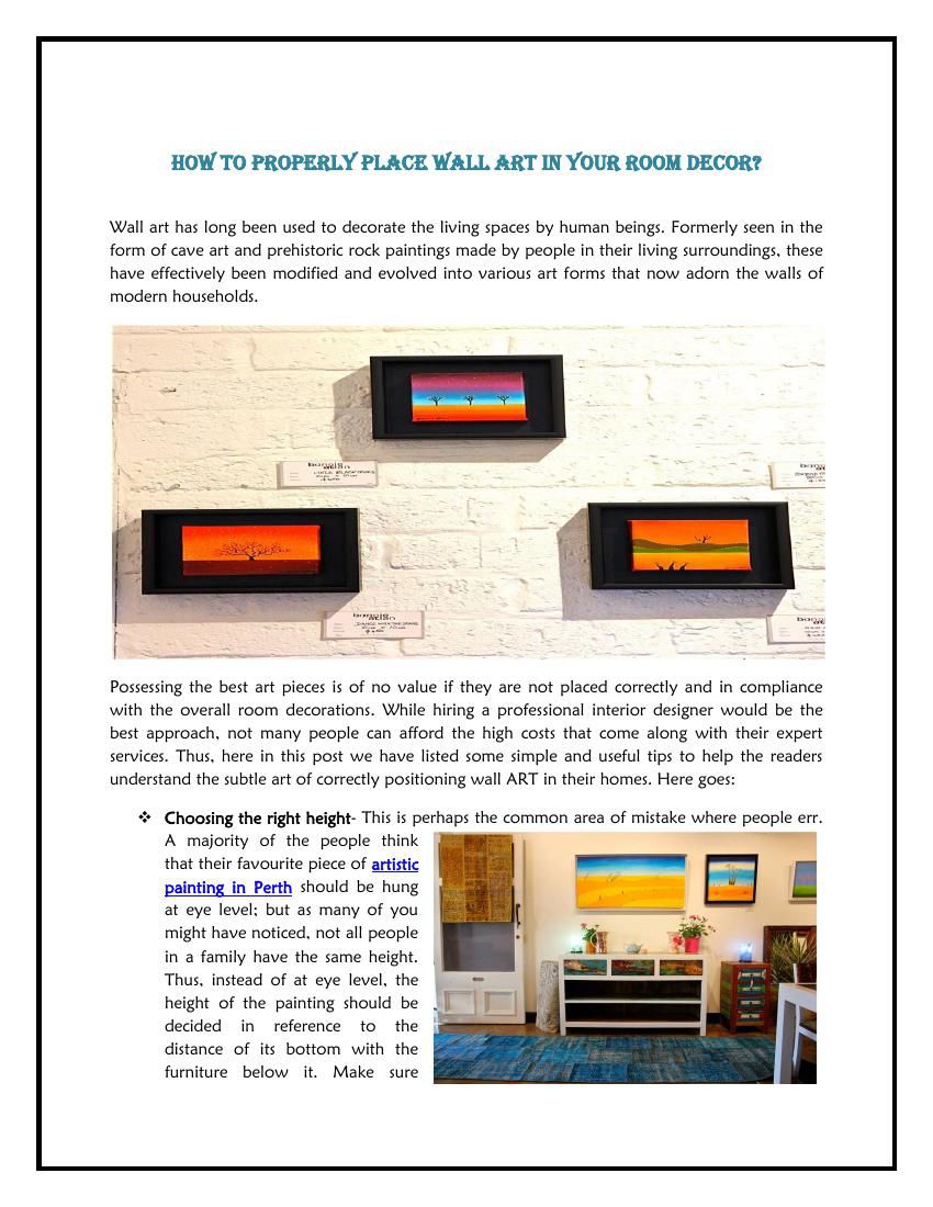 How to Properly Place Wall Art in Your Room Decor by Paul Atlan - Flipsnack