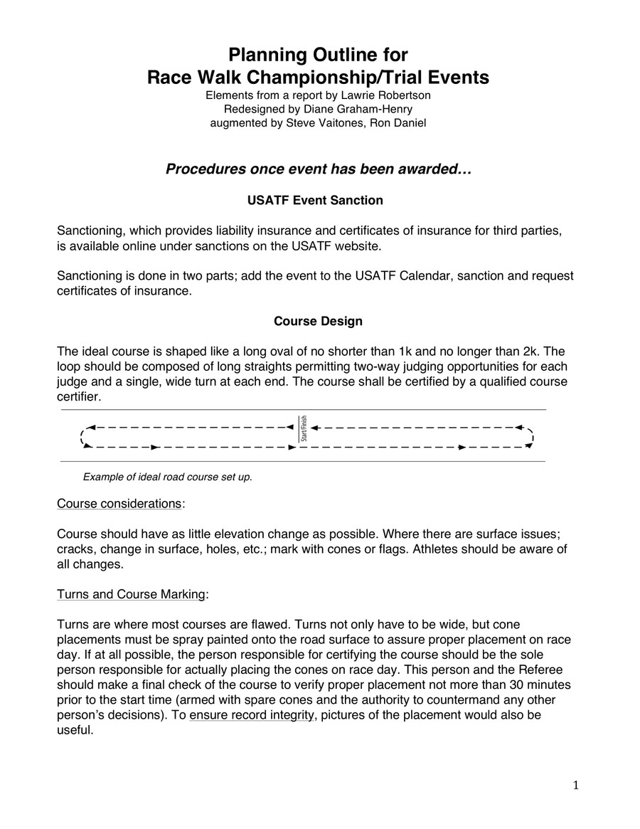 Planning Outline for Race Walk Championship Trial Events by sarah ...