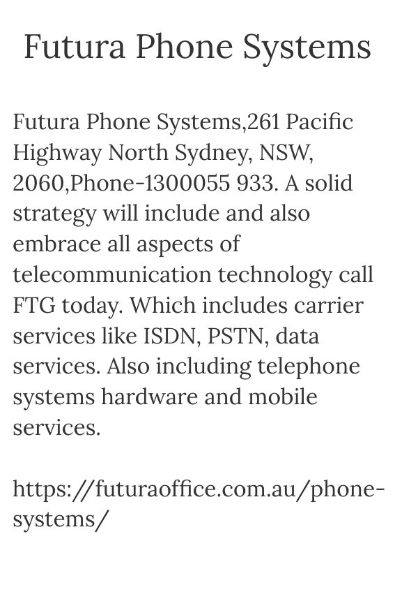 New flipbook by Futura Phone Systems - Flipsnack