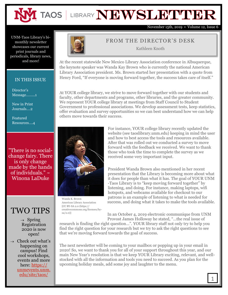 Library Newsletter #70 November 15, 2019 by Nicole - Flipsnack