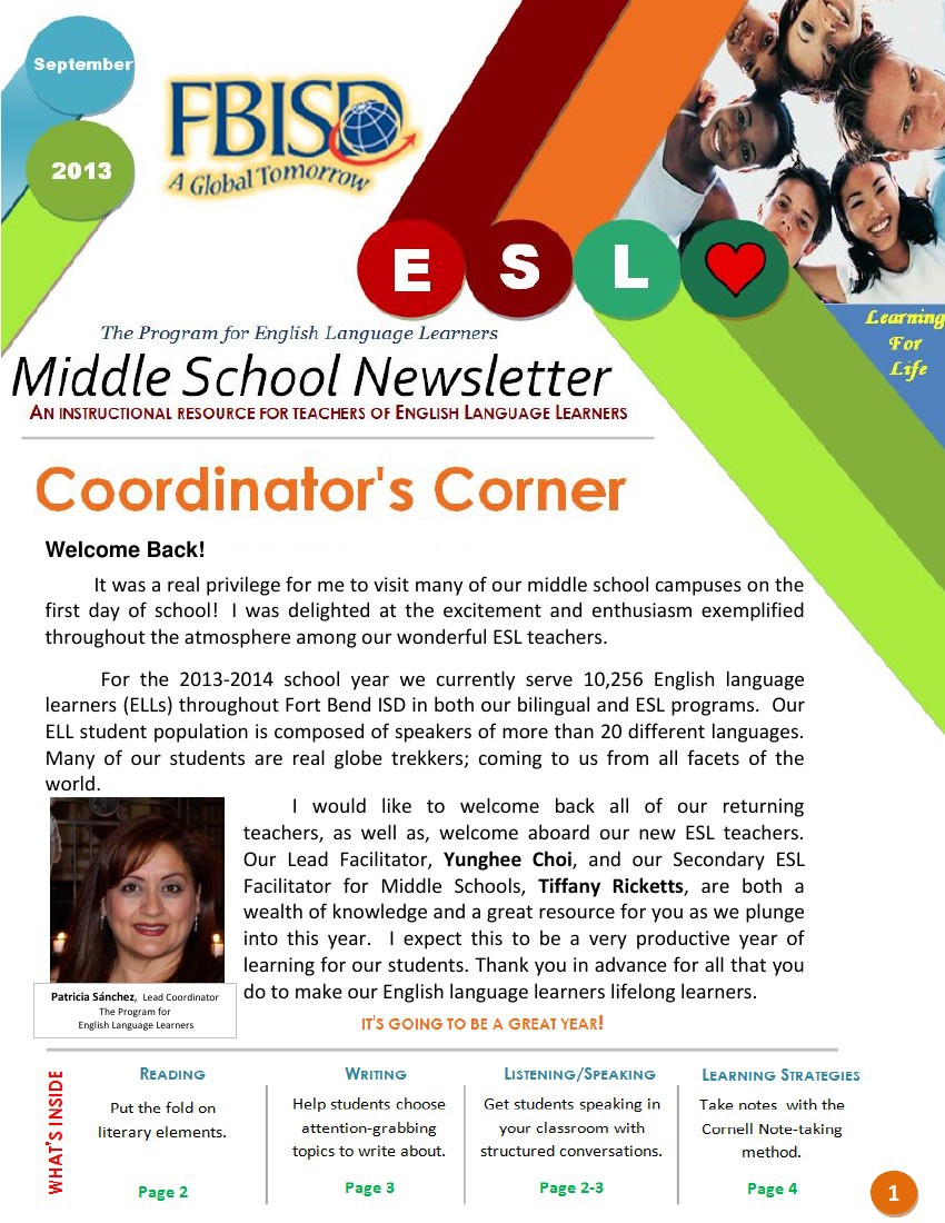 The Program for English Language Learners MS Newsletter by Tiffany ...