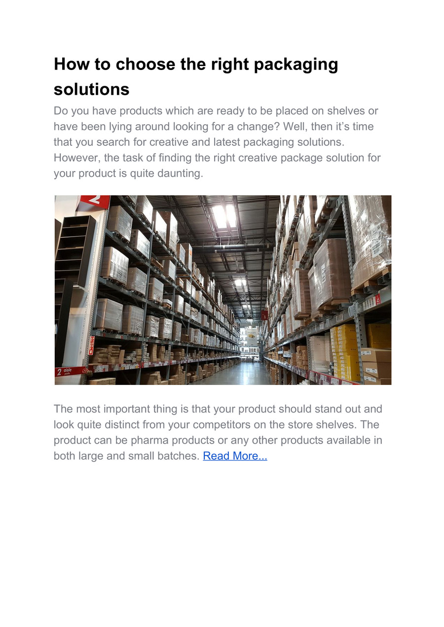 How to choose the right packaging solutions by Prowiz Mansystems ...