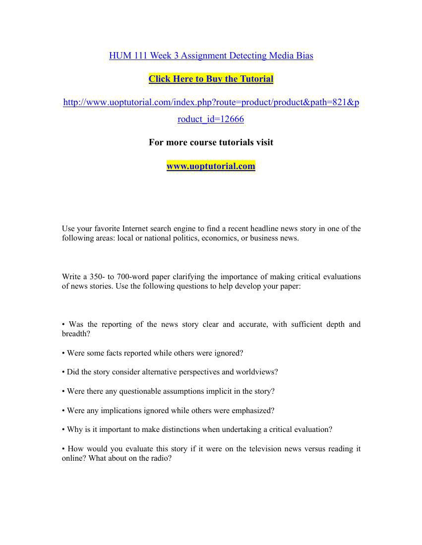 HUM 111 Week 3 Assignment Detecting Media Bias by rohan7 - Flipsnack