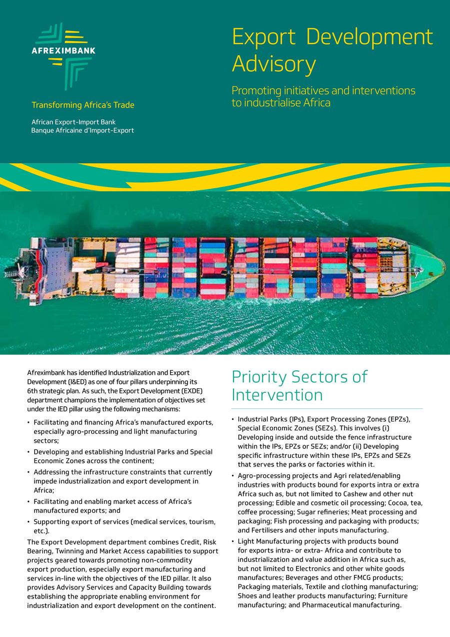 EXPORT DEVELOPMENT ADVISORY by African Export-Import Bank