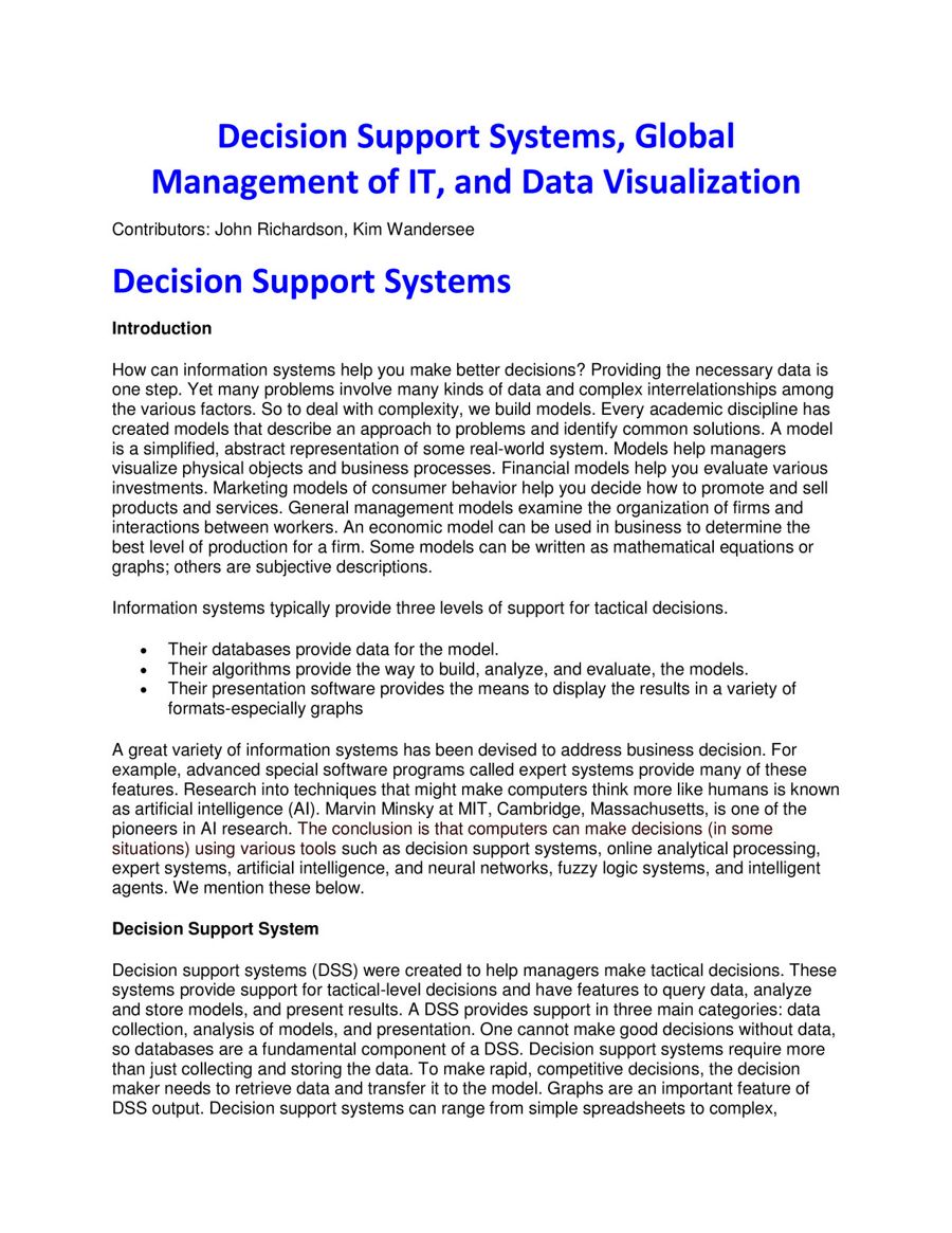 07 Decision Support Systems and Global Management of IT by FECAFFF6AED ...