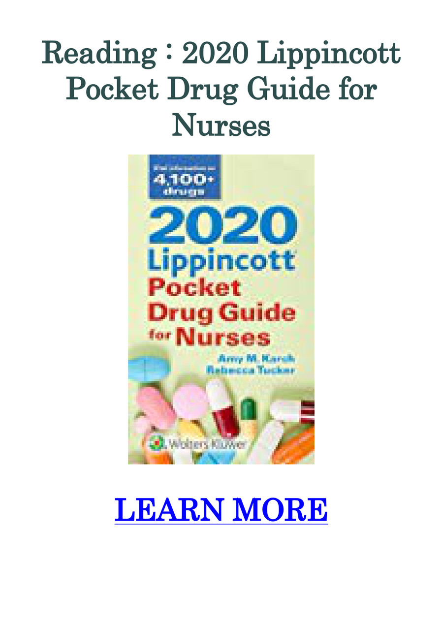 *Books [PDF] 2020 Lippincott Pocket Drug Guide for Nurses by Elora ...