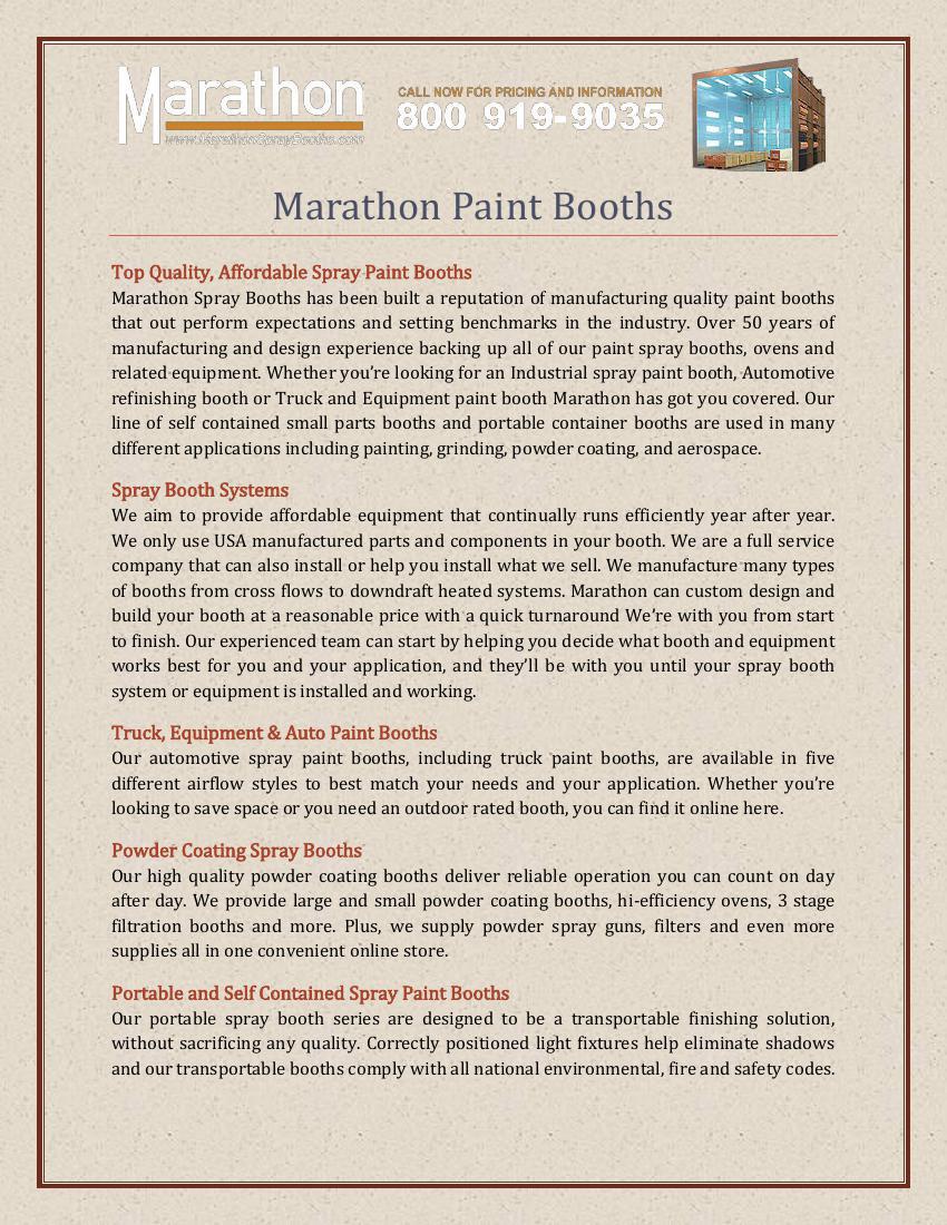 Marathon Paint Booths by Marathon Spraybooths - Flipsnack