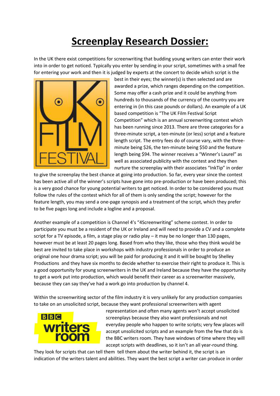 Screenplay Research Dossier by... - Flipsnack