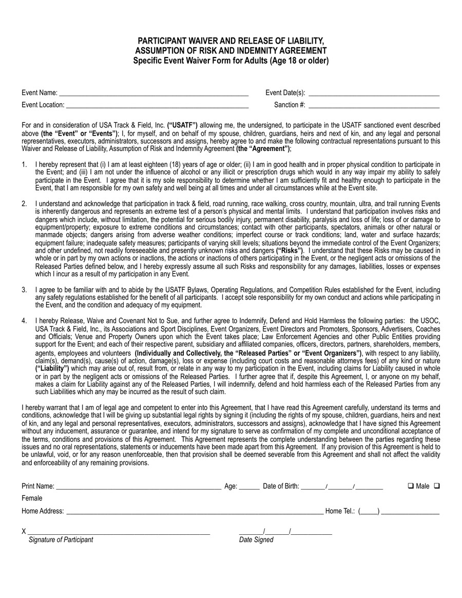 Participant Waiver and Release Form Adult Version by sarah.linehan ...