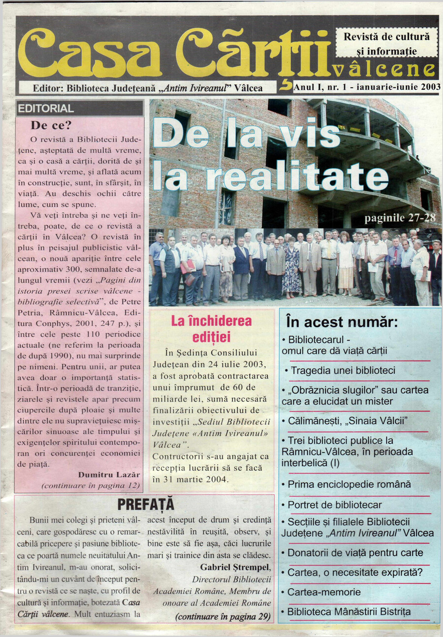 Revista Casa Cartii valcene nr. 1/2003 by Valentin Smedescu - Flipsnack