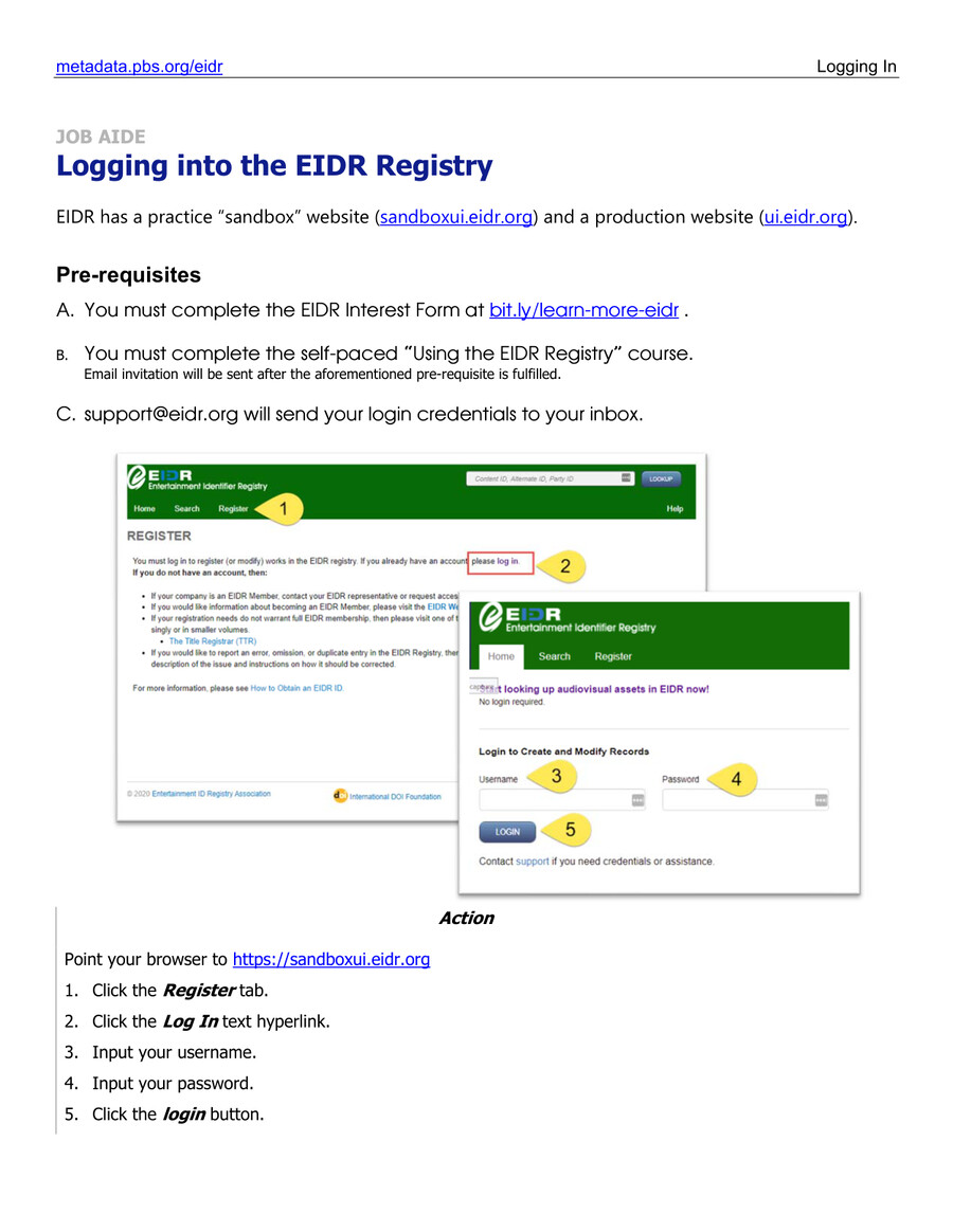 Logging into the EIDR Registry by myPBS Extranet - Flipsnack