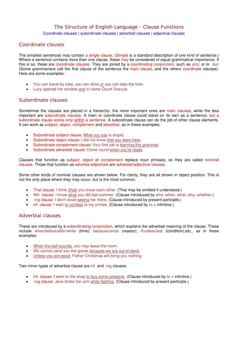 Structure of English language. Clause Functions by SnackTools - Flipsnack