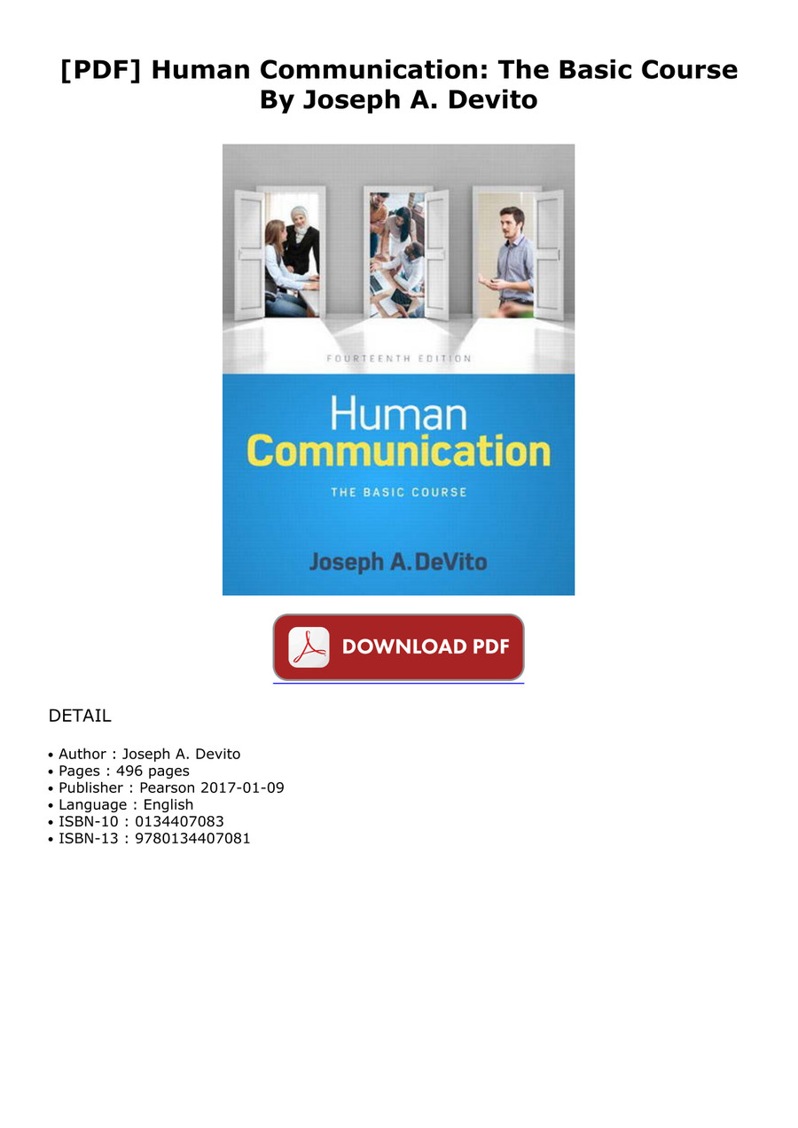 [PDF] Human Communication: The Basic Course By Joseph A. Dev by ...