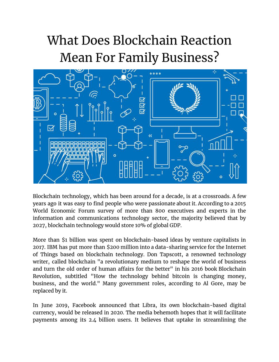 What Does Blockchain Reaction Mean For Family Business by Elena - Flipsnack