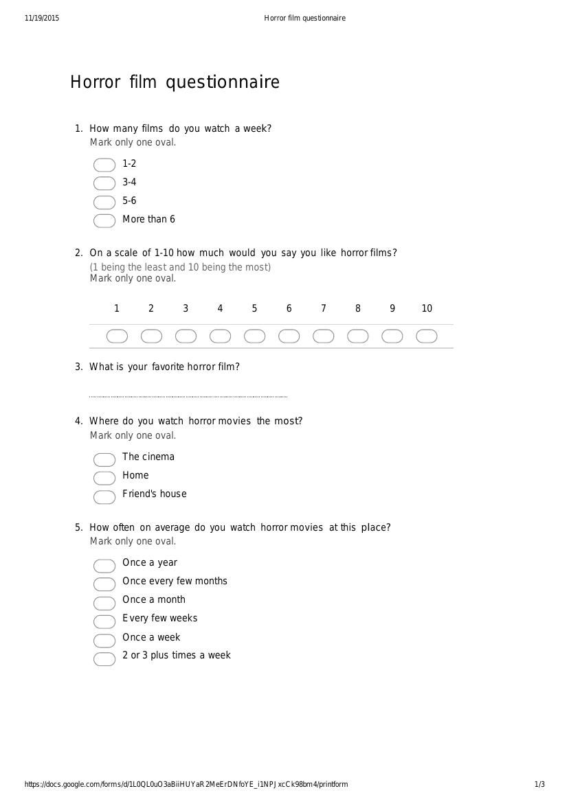 (688672359) Horror film questionnaire - Google Forms by Micah Trevor ...