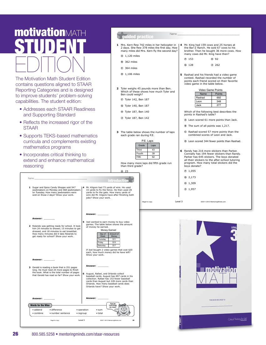 STAAR Motivation Math Level 3 by MentoringMinds - Flipsnack