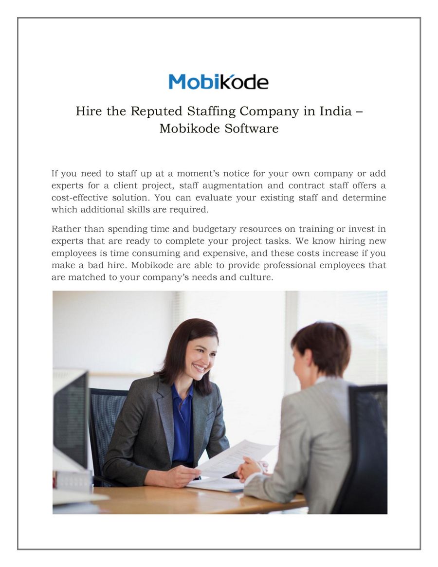 Hire the Reputed Staffing Company in India – Mobikode by Mobikode ...