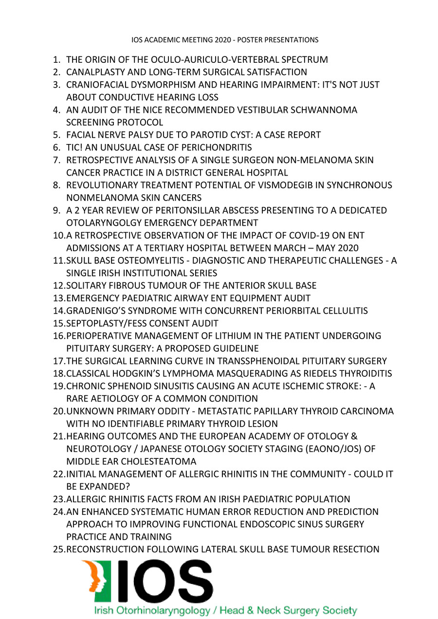 IOS Academic Meeting 2020 Poster Presentations by Turlough Rafferty ...