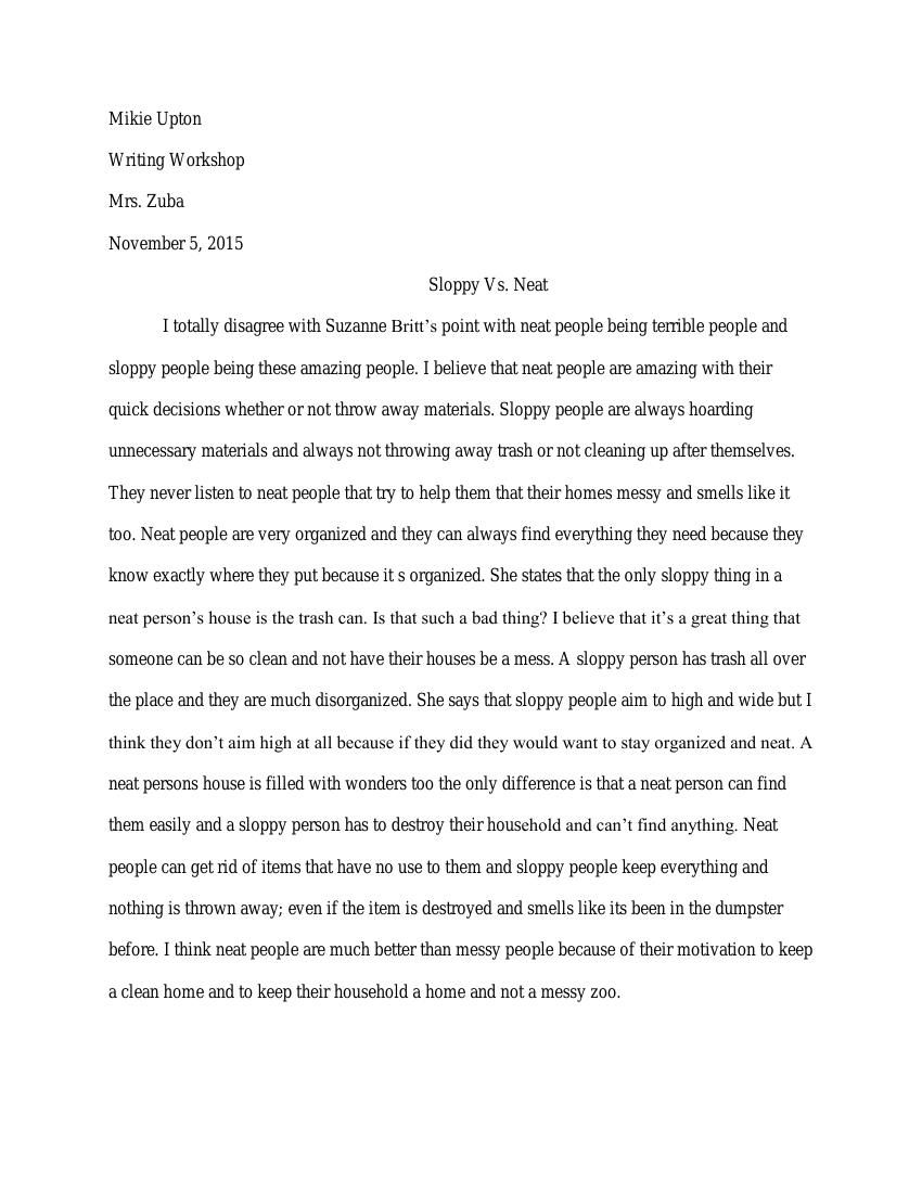 neat vs. messy essay responce by F6D5566EFB5 - Flipsnack