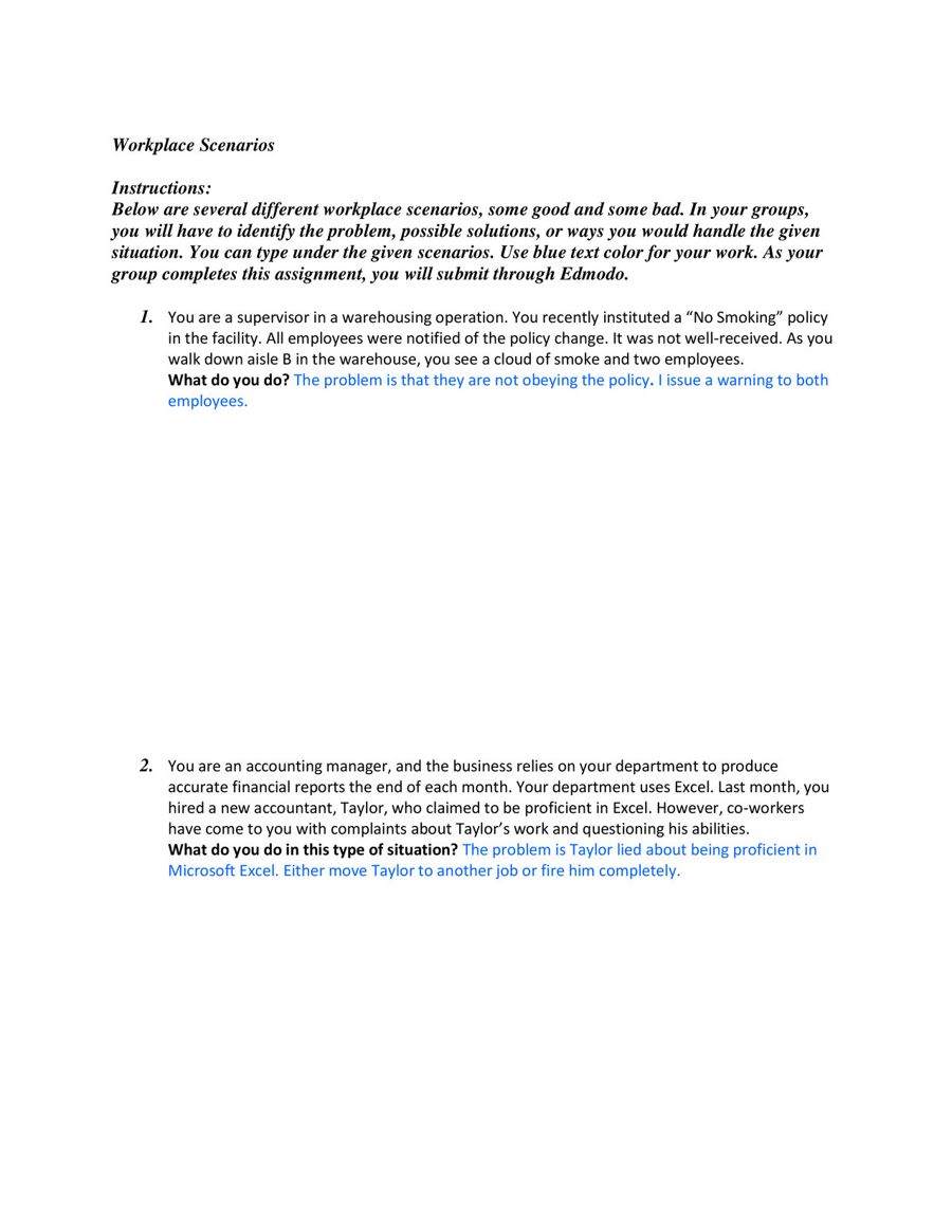 workplace scenarios worksheet by Pikle Jay (Coaast) - Flipsnack