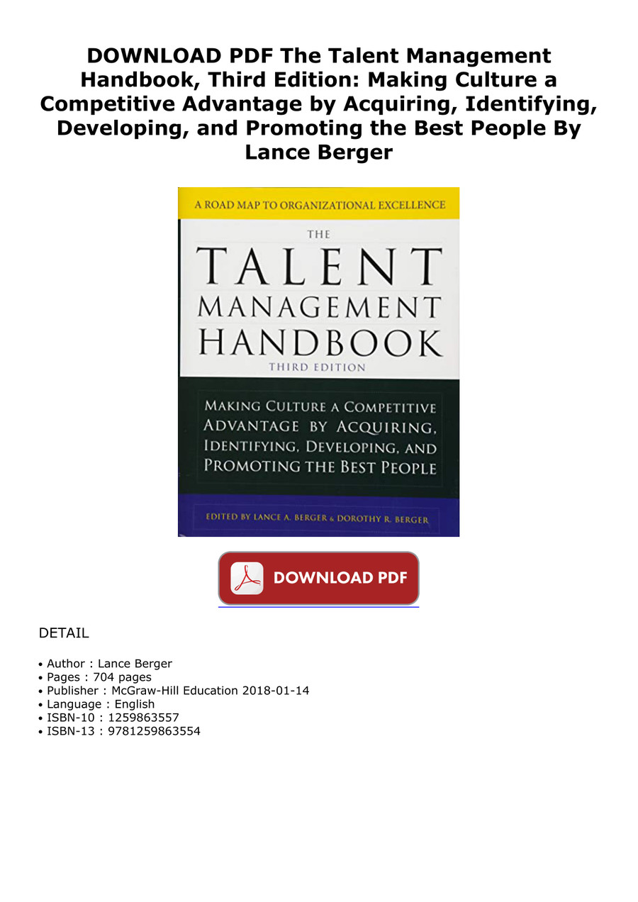 DOWNLOAD PDF The Talent Management Handbook, Third Edition: by ...