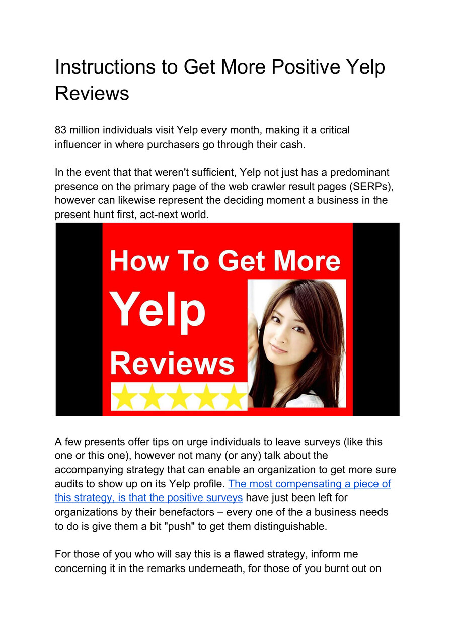 Instructions to Get More Positive Yelp Reviews by Abbie Franecki ...