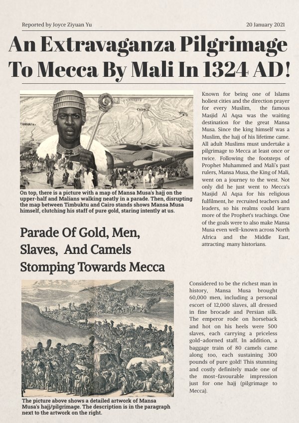 An Extravaganza Pilgrimage To Mecca By Mali In 1324 AD! by Joyce ...