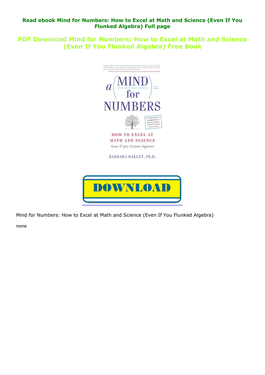 KINDLE Mind for Numbers: How to Excel at Math and Science (E by ...