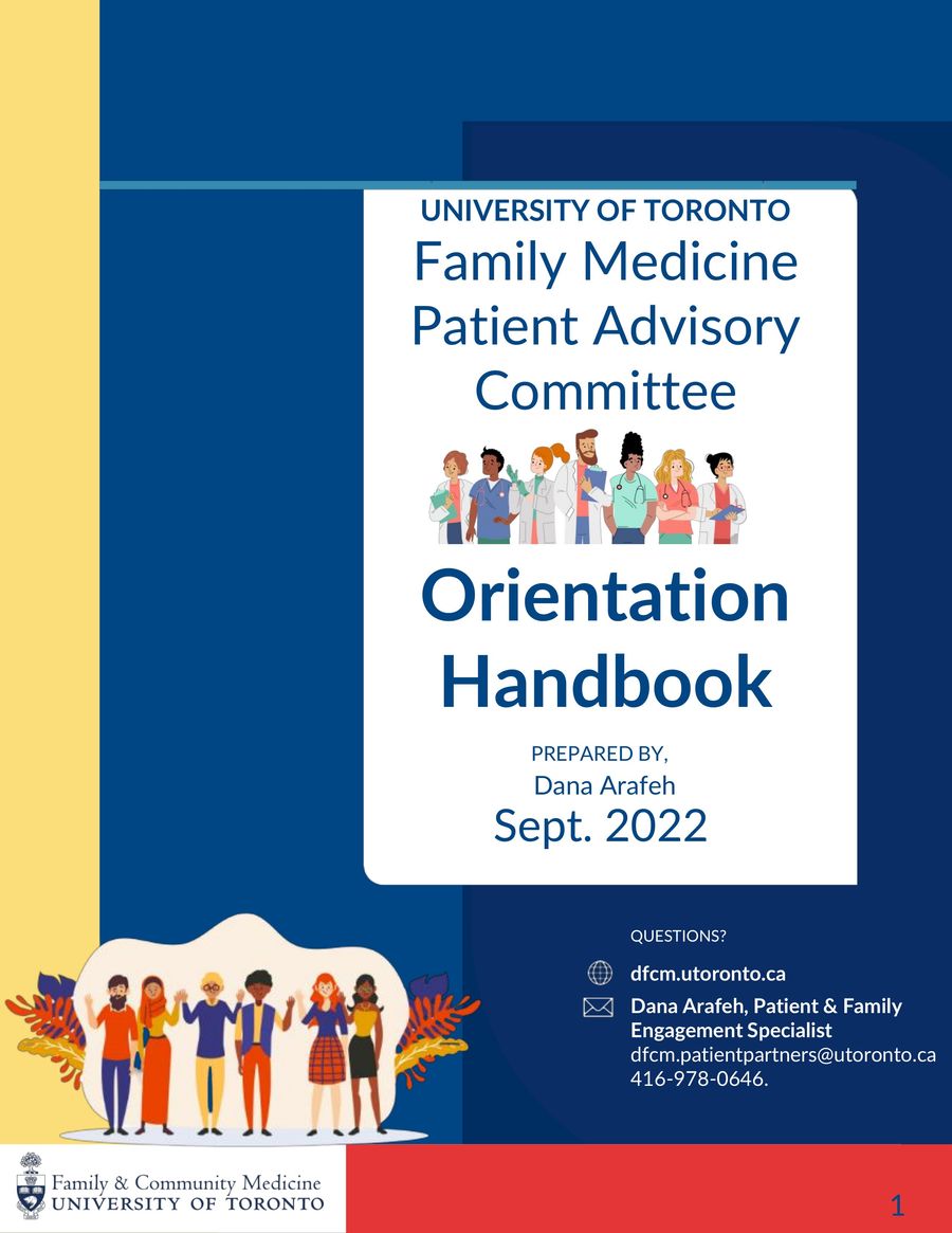 University of Toronto DFCM PFAC-Orientation-Handbook by TARGet Kids ...