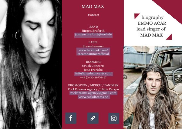 MAD MAX - Biography Emmo Acar, new lead singer of Mad Max. by - Flipsnack
