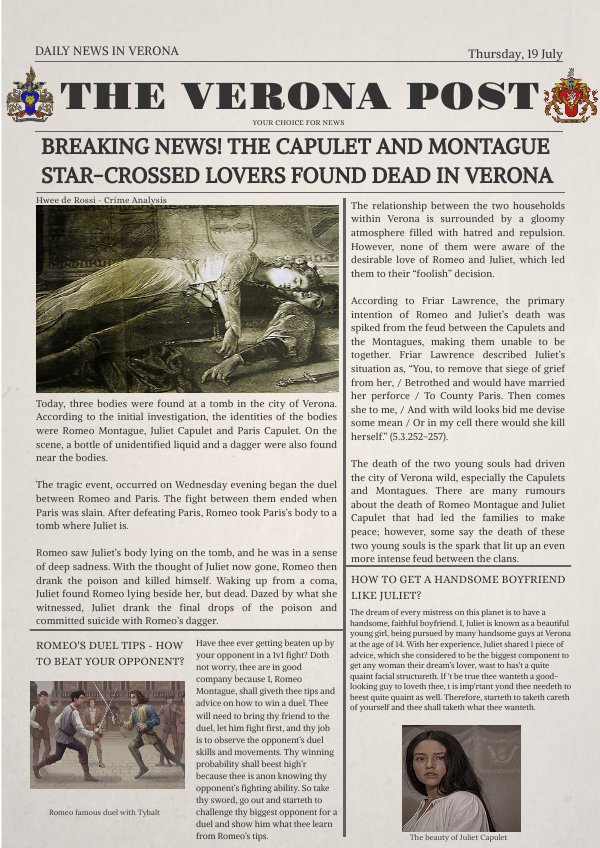 Romeo & Juliet Newspaper by Huy Ngu - Flipsnack