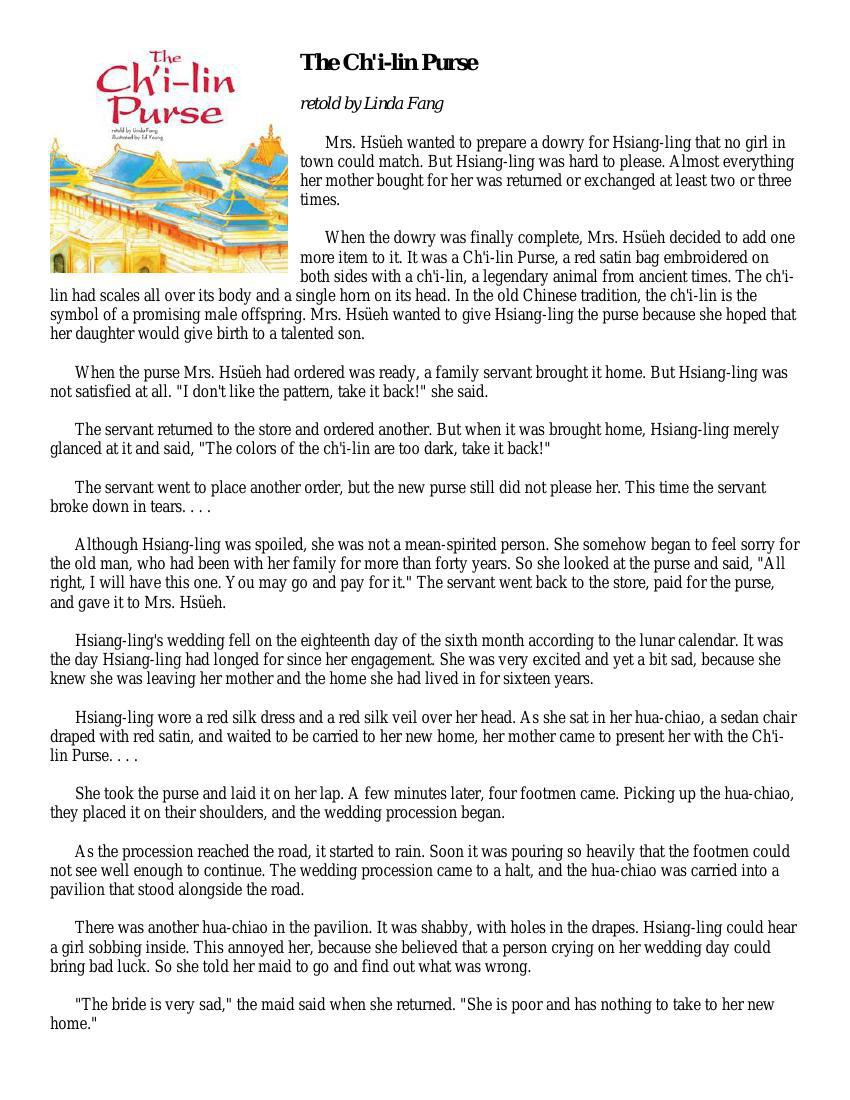 The Ch'i-lin Purse(assessment text) by loraine.tate - Flipsnack