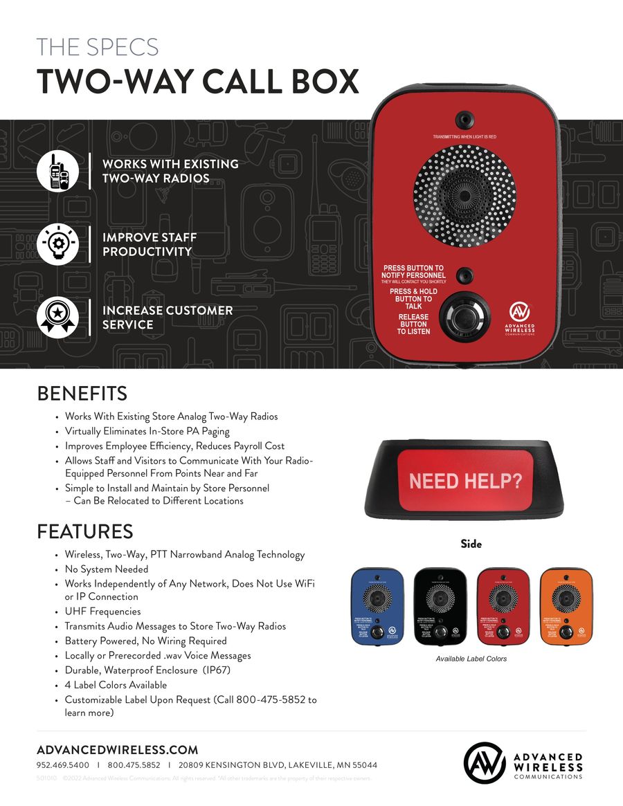 Two Way Call Box Spec Sheet by... - Flipsnack