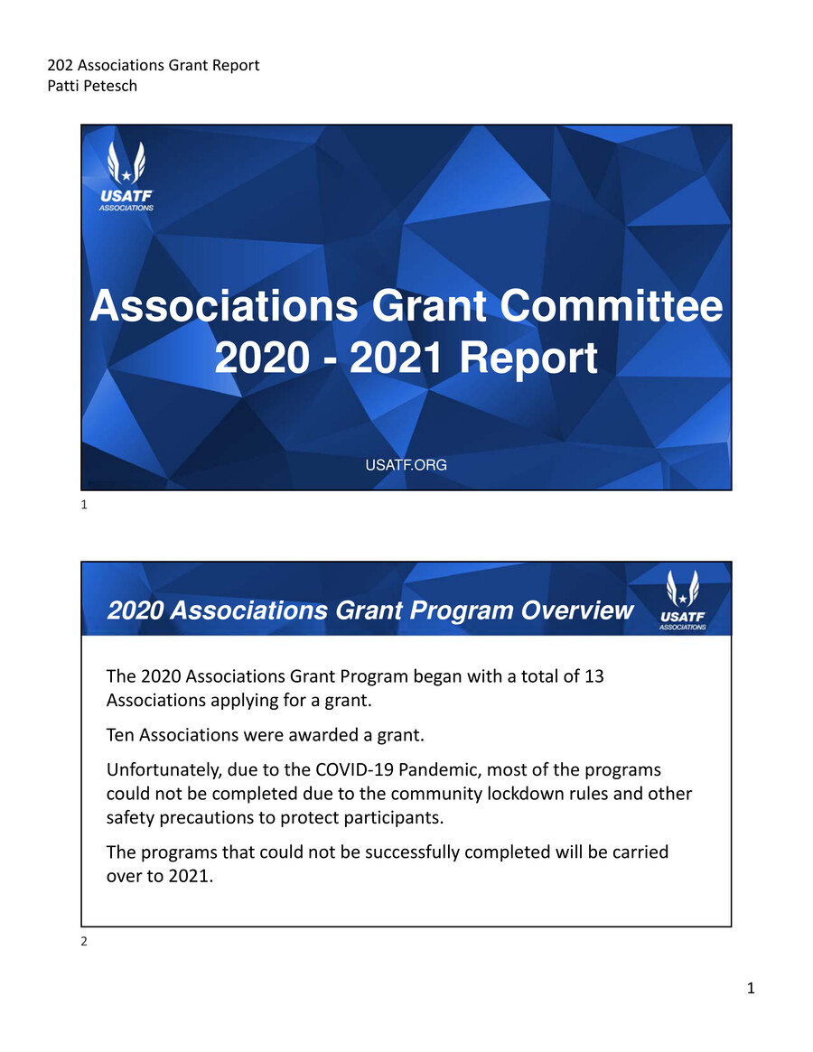 2020 USATF Associations Grant Report by sarah.linehan - Flipsnack