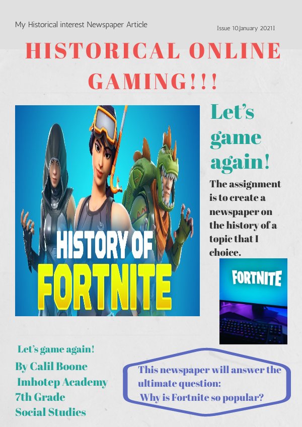 Fortnite Historical Newspaper flipbook by Mariama Boone - Flipsnack