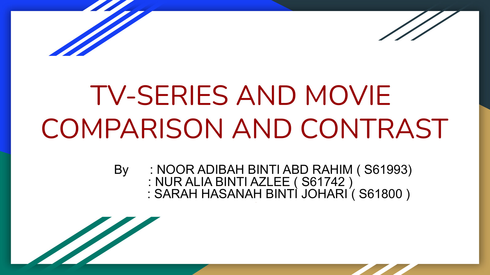 TELL US A STORY ( TV-SERIES AND MOVIE COMPARISON AND CONTRAST ) by ...