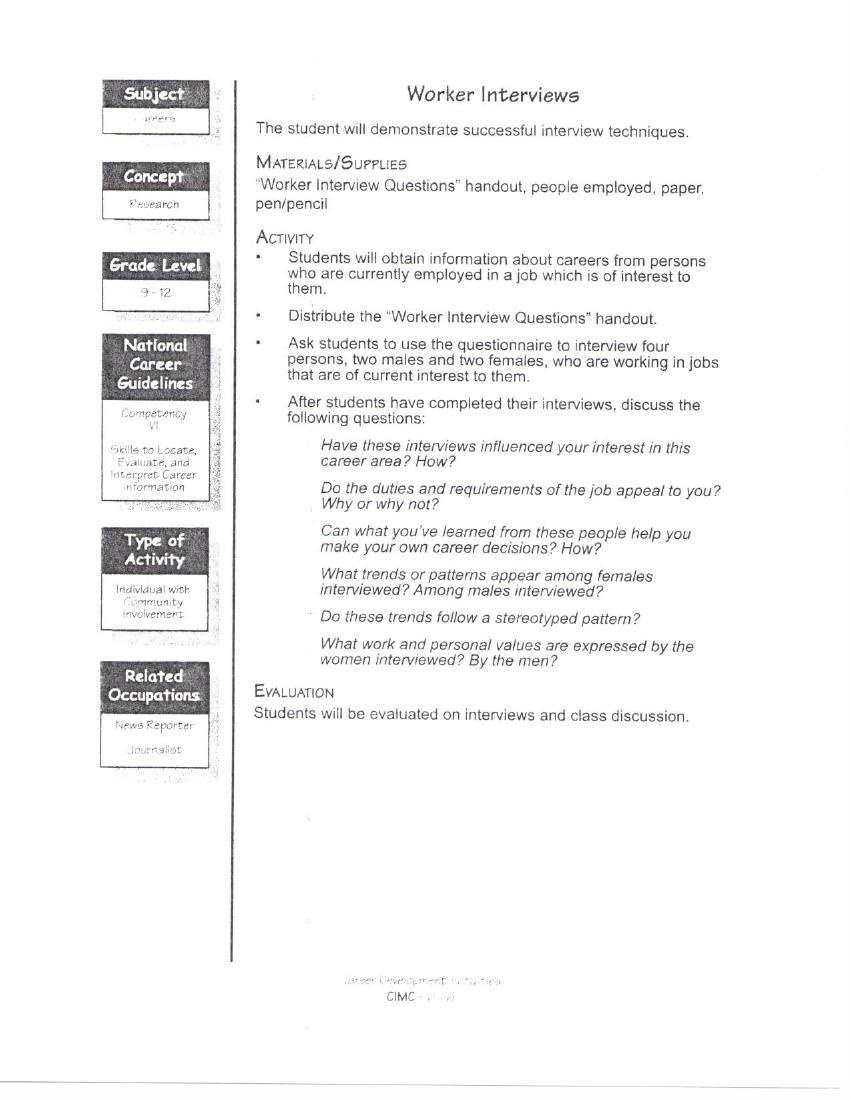 Worker Interview FBLA Activity Minnifield by Marcus T Minnifield ...
