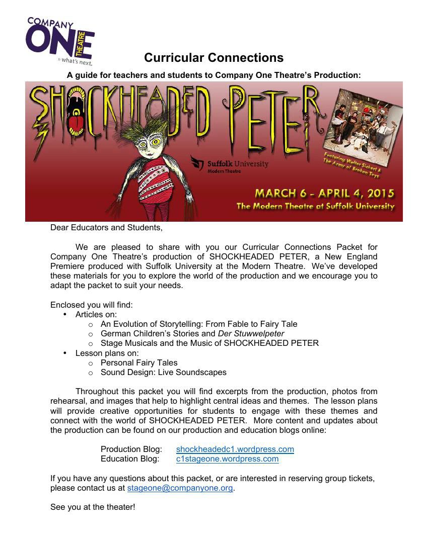 SHOCKHEADED PETER - Curricular Connections Packet by Sarah Shampnois ...