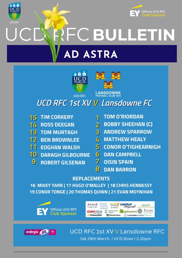 UCD RFC BULLETIN Weekend 28st March 2025 by Ciara O Connor - Flipsnack