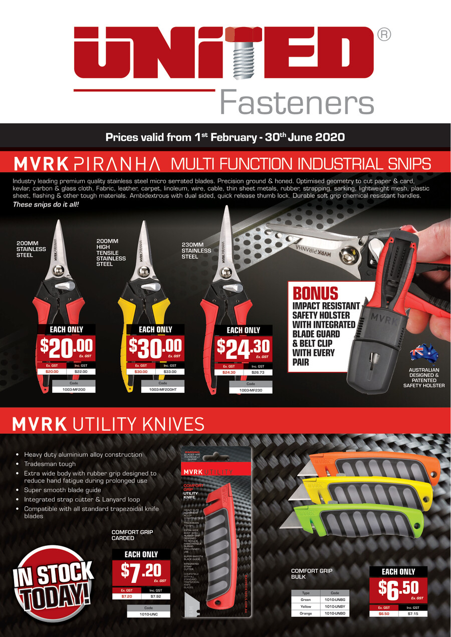 MVRK Knives, Snips & Scissors by United Fasteners - Flipsnack