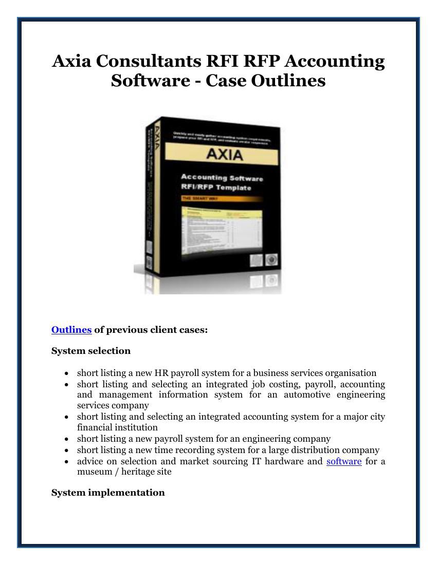 Axia Consultants RFI RFP Accounting Software - Case Outlines by Donna ...