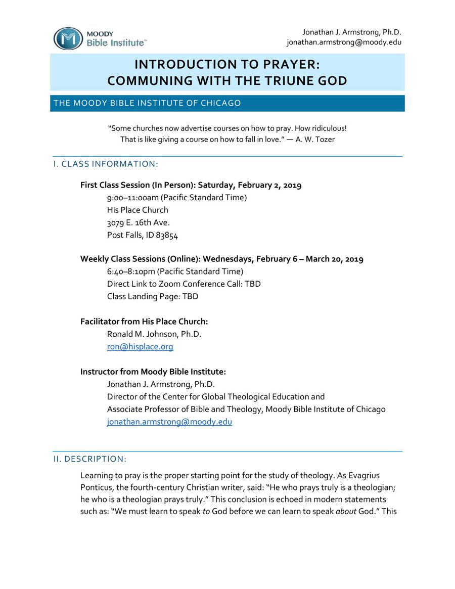 Prayer Class Syllabus-HPC (February 2, 2019) by Sean - Flipsnack