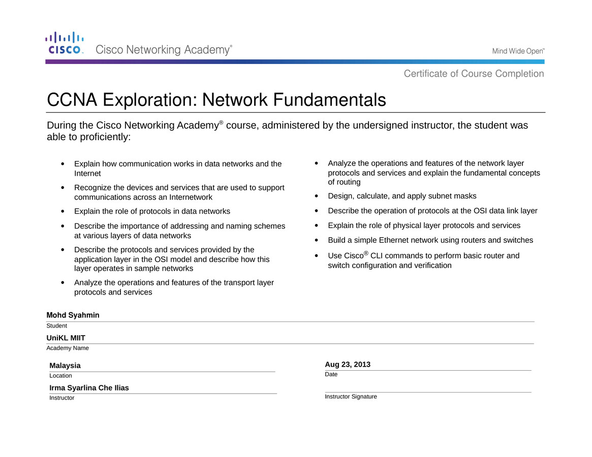 Network Certificate by Siti Farhana - Flipsnack