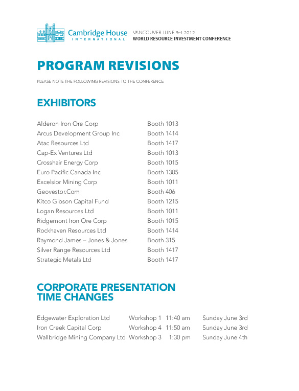 CambridgeHouse Conference Revisions List by Bighouse Productions ...