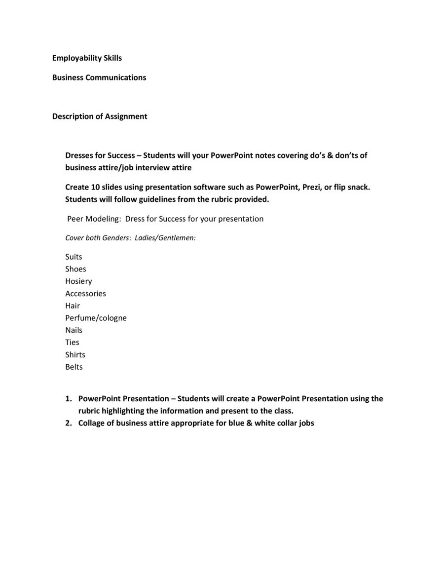 Standard 4 Employability Skills Project BC Lesson Plan by medwards ...