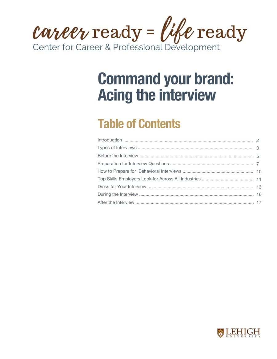Interviewing Guide (Revised Summer 2022) by Center for Career & Profe ...