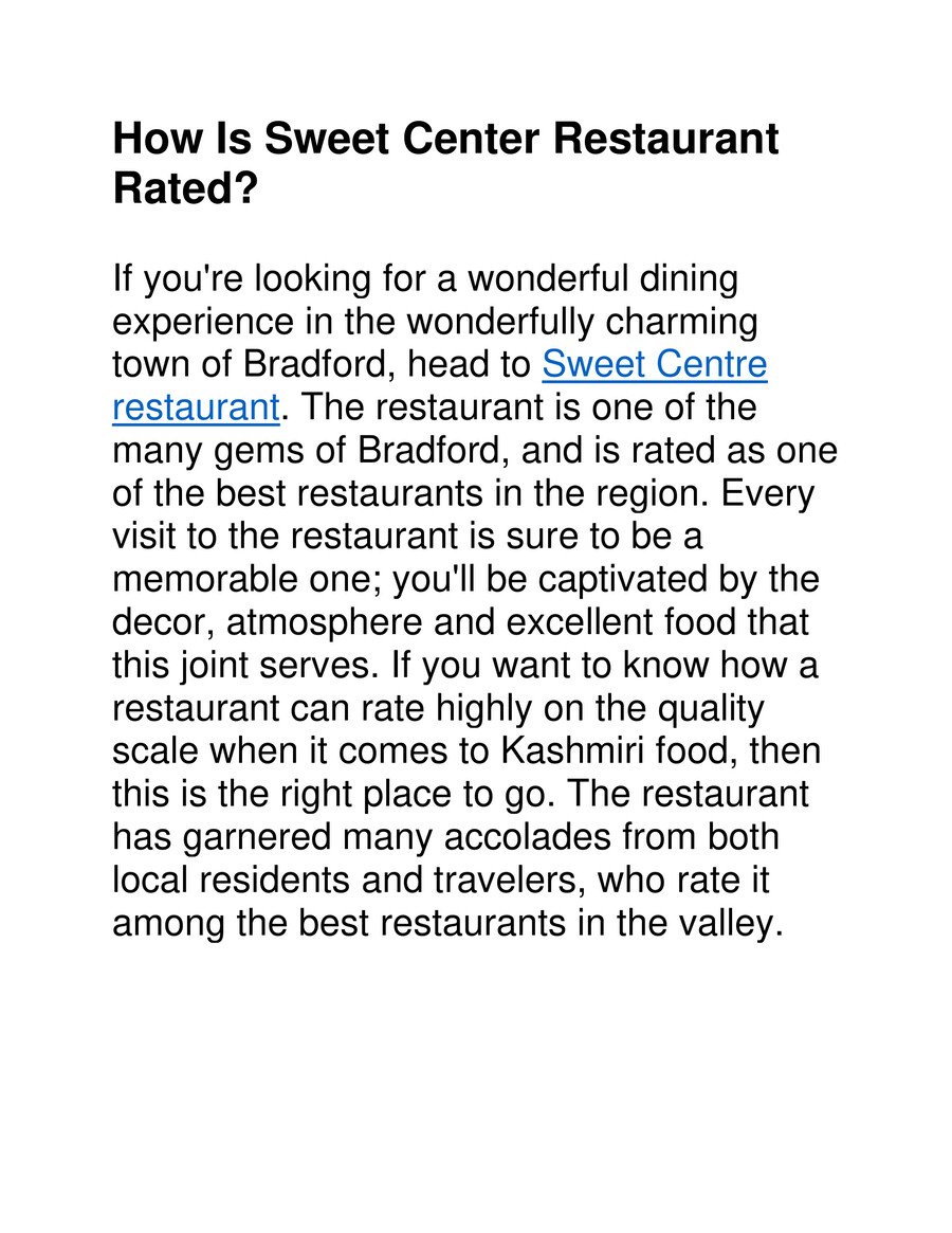 How Is Sweet Center Restaurant Rated-converted by Sweet Centre - Flipsnack