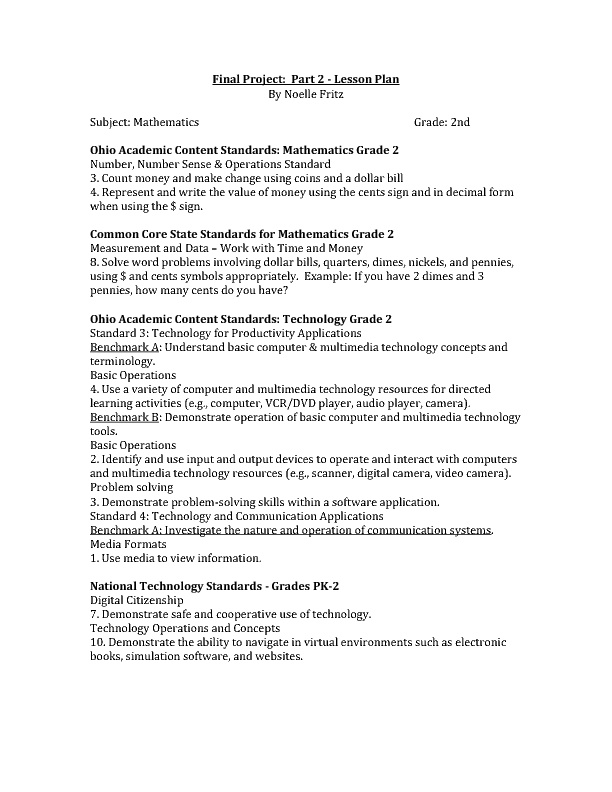 Lesson Plan: 2nd Grade Money Unit by Noelle Fritz - Flipsnack