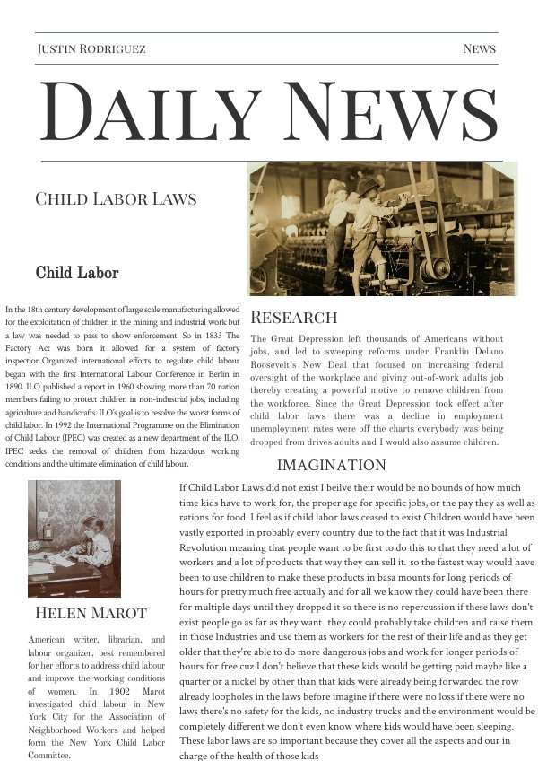 Justin R. Child Labor News Cover by Justin Rodriguez - Flipsnack