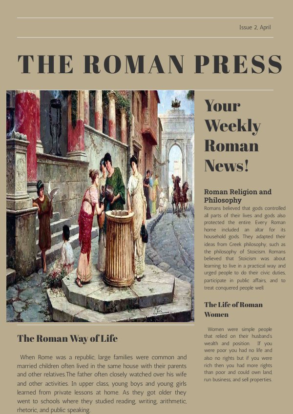 Ancient Rome Memorial Newspaper Projecter by TANNER THORNTON - Flipsnack